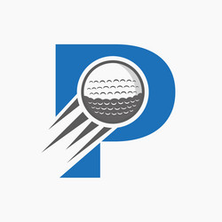 Letter p golf logo concept with moving golf ball Vector Image