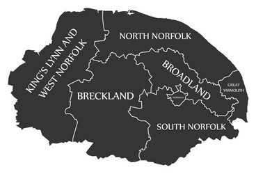 Modern map - north norfolk district england uk Vector Image