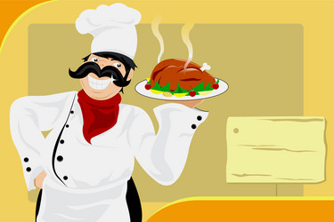 Cartoon chef and menu Royalty Free Vector Image