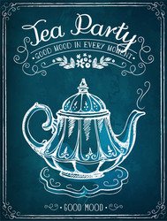 Tea time with cute cups freehand drawing sketch Vector Image