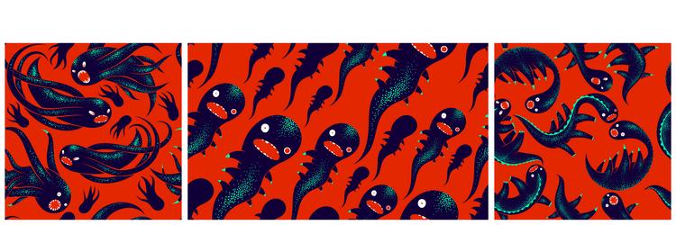 Scary horror monsters seamless textile pattern Vector Image