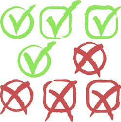 Set of hand-drawn check marks sketch watercolor Vector Image