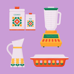 Hand drawn kitchen element set Royalty Free Vector Image