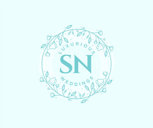 Sn initials letter wedding monogram logos Vector Image