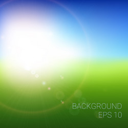 Blurry beach and blue sky with summer sun burst Vector Image