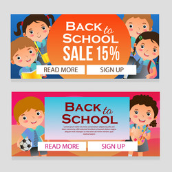 Colorful school banner with cartoon student Vector Image