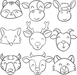 Cute animal hand draw doodle collection Royalty Free Vector