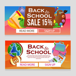 Colorful web banner school theme with school Vector Image