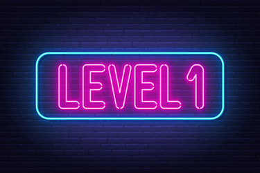Level 2 neon sign on brick wall background Vector Image