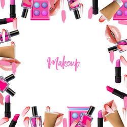 Make up border beauty frame with cosmetic Vector Image