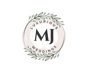 Mj initials letter wedding monogram logos Vector Image