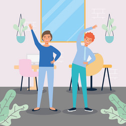 Man practicing active breaks Royalty Free Vector Image