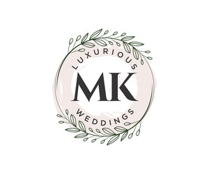 Mk initials letter wedding monogram logos Vector Image