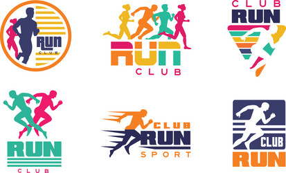 Run sport club logo templates collection Vector Image