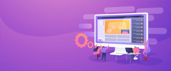 Video game walkthrough concept banner header Vector Image