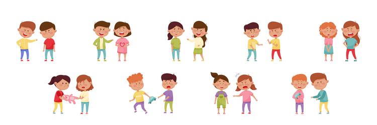 Warring boy and girl with offensive behavior Vector Image