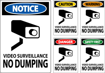Caution sign video surveillance no dumping Vector Image