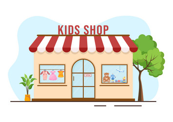 Kids shop building template hand drawn cartoon Vector Image