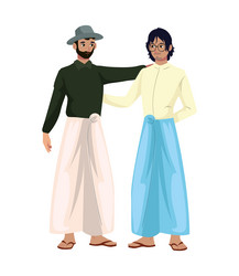 Myanmar men in traditional costume Royalty Free Vector Image