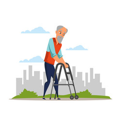 Old man using a walker Royalty Free Vector Image