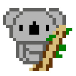 8 bit pixel koala animals for game assets Vector Image