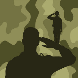 Soldier saluting figure silhouette icon Royalty Free Vector
