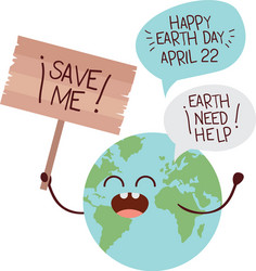 Planet earth kawaii isolated icon Royalty Free Vector Image