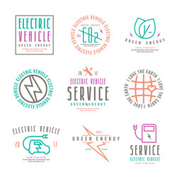 Set of electric car labels Royalty Free Vector Image