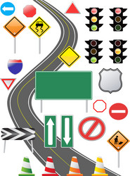 Various road objects Royalty Free Vector Image