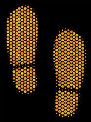 Hexagon halftone paw footprint icon Royalty Free Vector