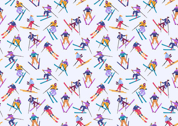 Snowy skiers outdoor ski pattern winter slope Vector Image
