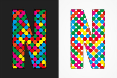 Bubble letter n glitter character of colored dots Vector Image