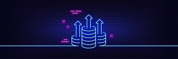 Budget profit line icon money gain sign neon Vector Image