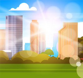 Sun over city Royalty Free Vector Image - VectorStock