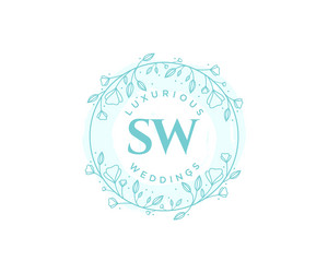 Sw initials letter wedding monogram logos Vector Image