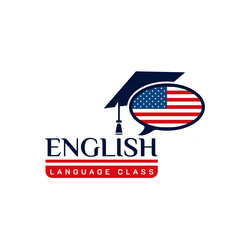 Learning english language class logo Royalty Free Vector