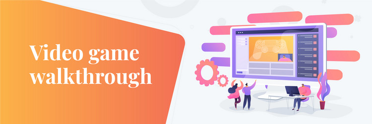 Video game walkthrough concept banner header Vector Image