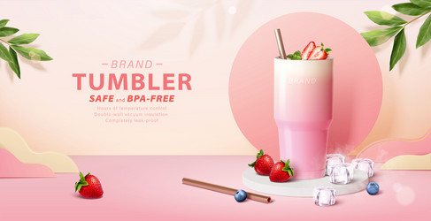Pink collagen drink ad template Royalty Free Vector Image