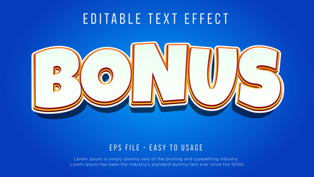 Bonus prize editable text effect Royalty Free Vector Image