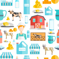 Dairy milk products seamless pattern Royalty Free Vector