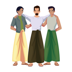 Myanmar men in traditional costume Royalty Free Vector Image