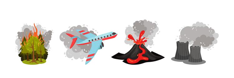 Set images air pollution sources Royalty Free Vector Image