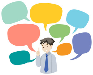 Different shapes speech bubbles with man Vector Image