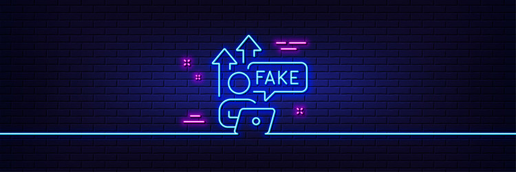 Fake internet line icon web propaganda sign neon Vector Image