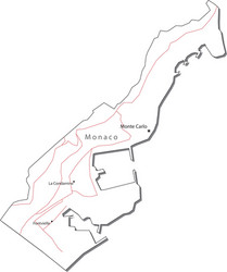 Highly detailed monaco map with borders isolated Vector Image
