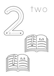 Flashcard number 2 preschool worksheet black Vector Image