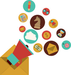 Megaphone and social media icon set Royalty Free Vector