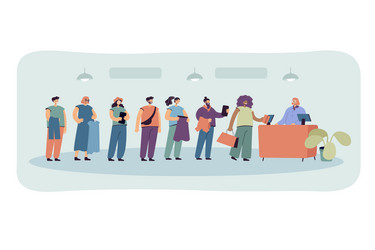 Cartoon people standing in queue flat Royalty Free Vector