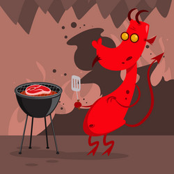 Devil in hell cartoon character Royalty Free Vector Image
