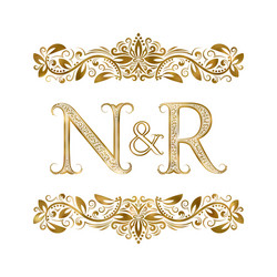 R and n vintage initials logo symbol letters Vector Image